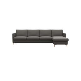 FLEXLUX Ecksofa &raquo;Fiore, L-Form, bequem und komfortabel durch hochwertigem Sitzaufbau&laquo; schmale Armlehnen, Kaltschaum, F&uuml;&szlig;e Alu+ Eiche grau