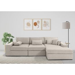 OTTO home Ecksofa &raquo;Enid L-Form&laquo; 3 Teile, bestehend aus Modulen, in vielen Bez&uuml;gen, auch in Breitcord beige Baumwollmix (60% Baumwolle/40% Leinen);