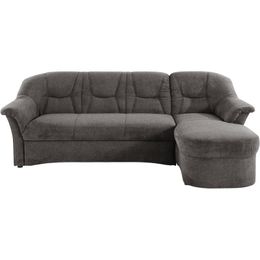 DOMO collection Ecksofa &raquo;Sarafina zeitlos und komfortabel, optional mit Federkern, L-Form&laquo; wahlweise mit Bettfunktion grau Luxus-Microfaser (92% 