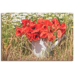 Artland Leinwandbild &raquo;Mohnbl&uuml;ten im Feld&laquo; Blumenwiese 1 Stk. tlg. auf Holzrahmen gespannt braun Leinwand