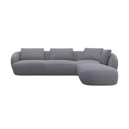 FLEXLUX Ecksofa &raquo;Torino, rund, L-Form, Sofa-Ecke mit Ottomane&laquo; Modernes, organisches Sofa-Design, Kaltschaum, Wellenunterfederung grau