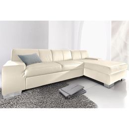DOMO collection Ecksofa &raquo;Star, zeitlose Formensprache, elegante Optik, Breite 248cm, L-Form&laquo; wahlweise mit Bettfunktion wei&szlig; Softlux -Kunstleder;