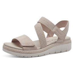 Tamaris Damen Keilsandalette , Sommerschuh, Sandale, Plateauabsatz, mit Klettverschluss beige 41