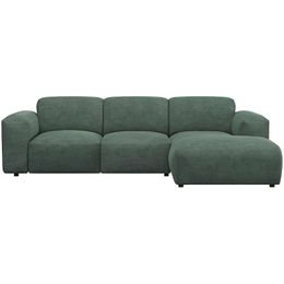 FLEXLUX Ecksofa &raquo;Lucera Chaislongue rechts oder links, L-Form, bequem&laquo; modern & anschmiegsam, Kaltschaum, Stahl-Wellenunterfederung gr&uuml;n 85% Polyester