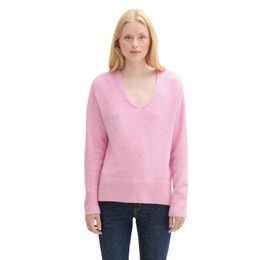 Tom Tailor Denim Damen Tom Tailor Denim Strickpullover mit V-Ausschnitt pink XS (34)