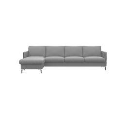FLEXLUX Ecksofa &raquo;Fiore, L-Form&laquo; schmale Armlehnen, Kaltschaum, F&uuml;&szlig;e Alu+schwarz schwarz 100% Echteder