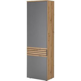 HBZ-MEBLE HBZ Garderobenschrank &raquo;Milan, BxHxT 60x197x38 cm&laquo; 1 Stk. tlg. Mit 1 T&uuml;r, 1 Einlegeboden verstellbar, 1 fester Boden grau Holzwerkstoff