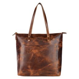 WEZBEY Leder-Schultertasche "Juana" in Braun - (B)39 x (H)35 x (T)13 cm - 67% | Damen-taschen