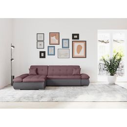 DOMO collection Ecksofa &raquo;Moric, L-Form, XXL-Sofa - Breite 300cm, viel Platz, auch in Cord&laquo; wahlweise mit Bettfunktion und Armteilverstellung, grau-
