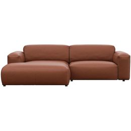 FLEXLUX Ecksofa &raquo;Lucera Chaislongue rechts oder links, L-Form, bequem&laquo; modern & anschmiegsam, Kaltschaum, Stahl-Wellenunterfederung braun 100% 