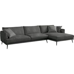 Egoitaliano Ecksofa &raquo;Sophia, Designsofa mit extrakomfortablem Sitzkomfort, Breite 274cm&laquo; mit Daunenfederung, L-Form grau Luxus-Micofaser Lederoptik (100% 