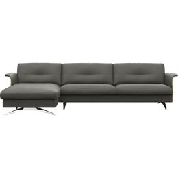 FLEXLUX Ecksofa &raquo;Glow Designsofa, bequem und komfortabel durch hochwertigen Sitzaufbau&laquo; L-Form, Modernes skandinavisches Design grau 100% Echteder