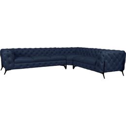 Home Affaire Chesterfield-Sofa &raquo;Amaury L-Form&laquo; gro&szlig;es Ecksofa, Chesterfield-Optik, Breite 323 cm, Fu&szlig;farbe w&auml;hlbar blau Struktur (100% Polyester);