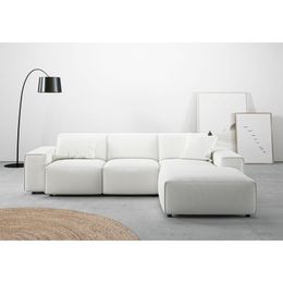 Home Affaire Ecksofa &raquo;Glimminge L-Form auch in Breitcord, Feincord + Easy care-Bezug,&laquo; Breite 264, Zierkissen wei&szlig; 100% Polyester