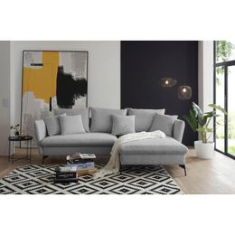 OTTO home Ecksofa &raquo;LIVORNO,258 cm, L-Form,&laquo; Schlaffunktion u. Bettkasten (139/224cm), Samt, Struktur, Webstoff grau 100% Polyester;PU-Schaum und Nosag