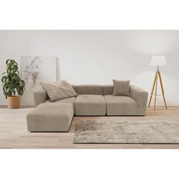 Home Affaire Ecksofa &raquo;Gerrid L-Form&laquo; Cord-Bezug, Modulsofa, bestehend aus Eck- und Mittelelement + Hocker braun 100% Polyester