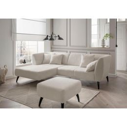 Home Affaire Ecksofa &raquo;Colori Polsterm&ouml;bel mit zeitlos eleganter R&uuml;ckenf&uuml;hrung. L-Form&laquo; Holzfu&szlig;farbe w&auml;hlbar, inkl. 4x Zierkissen beige 100% Polyester