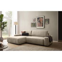 Home Affaire Ecksofa &raquo;TORGE (264cm), Schlafsofa in Cord, Samtvelours o Struktur fein, L-Form&laquo; Schlaffunktion, Bettkasten, Liegefl&auml;che: 125/210 cm 