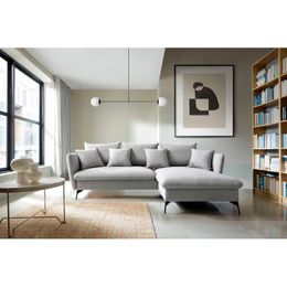 OTTO home Ecksofa &raquo;LIVORNO,258 cm, L-Form,&laquo; Schlaffunktion u. Bettkasten (139/224cm), Samt, Struktur, Webstoff grau 100% Polyester;PU-Schaum und Nosag