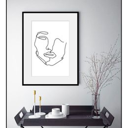 queence Bild &raquo;Sandy&laquo; Frau Gesicht Kunst Schwarz-Wei&szlig; 1 Stk. tlg. HD Premium Poster-Druck inkl. Holzrahmen wei&szlig; Acrylglas, Holz, Papier