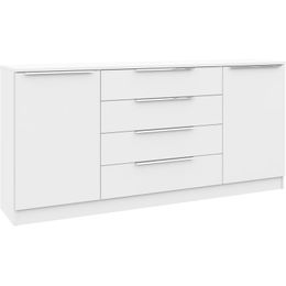 borchardt M&ouml;bel borchardt M&ouml;bel Kommode &raquo;Oliva, Kommode mit Metallgriffen&laquo; Modernes Sideboard mit 2 T&uuml;ren und 4 Schubk&auml;sten, Breite 166 cm wei&szlig; Holzwerkstoff