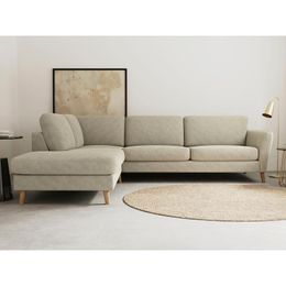 Home Affaire Ecksofa &raquo;MARSEILLE 278/202 cm, L-Form, Ottom. rechts/links, verschiedene Bez&uuml;ge&laquo; Massivholzbeine Eiche, Landhausstil, Wellenunterfederung