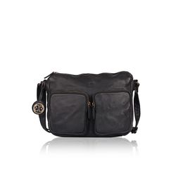 Bellicci Leder-Umh&auml;ngetasche "Crisanta" in Schwarz - (B)30 x (H)22 x (T)10 cm - 57% | Damen-taschen