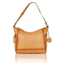 Bellicci Leder-Schultertasche "Kristiana" in Gelb - (B)40 x (H)27 x (T)8 cm - 52% | Damen-taschen
