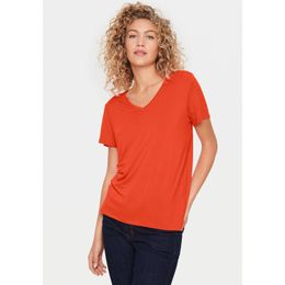 Saint Tropez Damen Kurzarmshirt &raquo;AdeliaSZ V-N T-Shirt&laquo; orange S (36)
