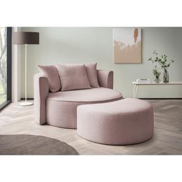 LeGer Home by Lena Gercke XXL-Sessel &raquo;ISALIE, Rundsessel mit Hocker, Lesesessel, Loveseat, Big-Sessel&laquo; Set, trendige Stoffe, 3 Zierkissen, gro&szlig;e 