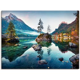 Artland Wandbild &raquo;Herbstszene des Hintersee vor Alpen&laquo; Seebilder 1 Stk. tlg. als Alubild, Leinwandbild, Poster in verschied. Gr&ouml;&szlig;en blau