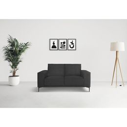 OTTO home 2-Sitzer &raquo;Kompaktsofa Oland, Struktur, Flachgewebe, Luxus-Microfaser, Boucle&laquo; 164 cm, Wellenunterfederung, Skandi-Design, Metallf&uuml;&szlig;e grau 