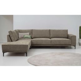 OTTO home Ecksofa &raquo;OLAND L-Form, B: 289 cm, Skandi-Design&laquo; Struktur, Flachgewebe, Luxus-Microfaser, Boucle braun 100% Polyester
