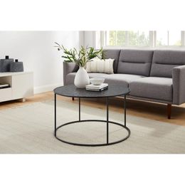 Salesfever Couchtisch &raquo;Coffeetable Wohnzimmertisch f&uuml;r gem&uuml;tliche Stunden&laquo; 1 Stk. tlg. Glasplatte mit Strukturoptik schwarz Metall, Glas