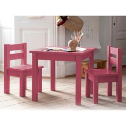 Hoppekids Kindersitzgruppe &raquo;MADS Kindersitzgruppe&laquo; Set, 1 Tisch, 2 St&uuml;hle, 3 Stk. tlg. in vielen Farben, mit zwei St&uuml;hlen pink FSC -zertifizierter Holzwerkstoff