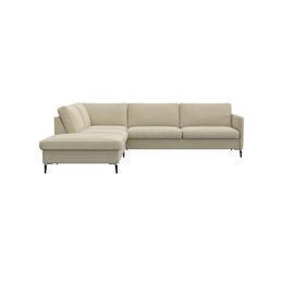 FLEXLUX Ecksofa &raquo;Fiore, L-Form&laquo; schmale Armlehnen, Kaltschaum, F&uuml;&szlig;e Alu+schwarz beige 100% Polyester