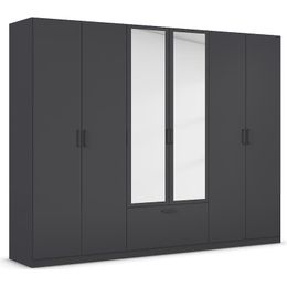 Rauch Dreht&uuml;renschrank &raquo;Kleiderschrank Schrank Garderobe W&auml;scheschrank BARI mit Spiegel&laquo; mit Schubasten mittig, moderner Griff in Graumetallic MADE IN