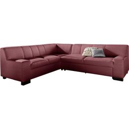 DOMO collection Ecksofa &raquo;Norma, moderne Armlehnen, zeitlos und elegant, Breite 247cm, L-Form&laquo; wahlweise mit Bettfunktion rot Microfaser PRIMABELLE (