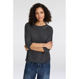 Ragwear Damen 3/4-Arm-Shirt &raquo;SHIMONA CORE&laquo; abgerundeter Saum und modische 3/4 &Auml;rmel grau XS