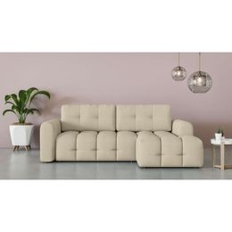 OTTO home Ecksofa &raquo;Manilla, wahlweise mit Bettfunktion, B/T/H 265/170/91 cm&laquo; L-Form mit Recamiere rechts/links bestellbar, Wellenunterfederung grau 