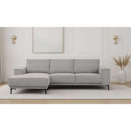 OTTO home Ecksofa &raquo;Polsterecke Oland, Struktur, Flachgewebe, Luxus-Microfaser, Boucle&laquo; L-Form, 280 cm, Wellenunterfederung, Skandi-Design, Metallf&uuml;&szlig;e 
