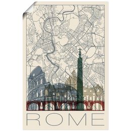 Artland Poster &raquo;Retro Karte Rom Italien und Skyline&laquo; Italien 1 Stk. tlg. ohne Rahmen beige