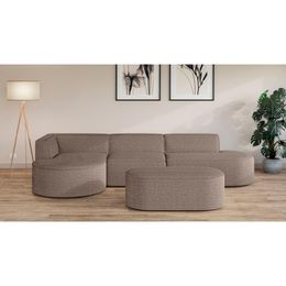 OTTO home Ecksofa &raquo;EIVIND Designer Sofa mit Ottomane rechts/links, B/T/H: 343/159/72 cm&laquo; L-Form mit Wellenunterfederung, auch in Feincord und Boucl&eacute; 