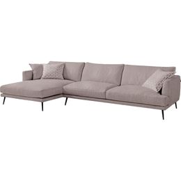 Egoitaliano Ecksofa &raquo;Sophia, Designsofa mit extrakomfortablem Sitzkomfort, Breite 274cm&laquo; mit Daunenfederung, L-Form grau Luxus-Micofaser Lederoptik (100% 