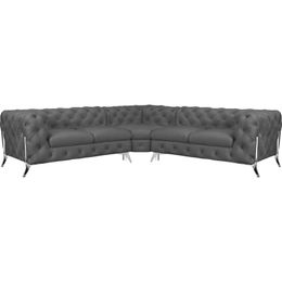 Home Affaire Chesterfield-Sofa &raquo;Amaury L-Form&laquo; Chesterfield-Optik, Breite/Tiefe je 262 cm, Fu&szlig;farbe w&auml;hlbar grau Struktur (100% Polyester);Samtoptik (