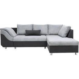 Collection AB Ecksofa &raquo;Sally L-Form&laquo; mit und ohne Bettfunktion, inklusive loser R&uuml;cken- und Zierkissen grau Microfaser PRIMABELLE (100% Polyester) / 