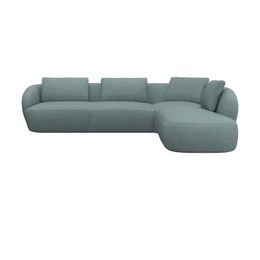 FLEXLUX Ecksofa &raquo;Torino, rund, L-Form, Sofa-Ecke mit Ottomane&laquo; Modernes, organisches Sofa-Design, Kaltschaum, Wellenunterfederung blau