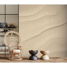 Livingwalls living walls Vliestapete &raquo;Sand Beige Tapete mit Wellenstruktur modern&laquo; matt glatt Vlies