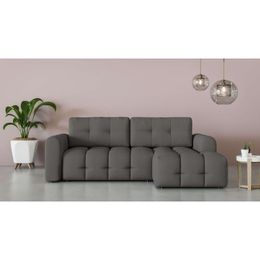 OTTO home Ecksofa &raquo;Manilla, wahlweise mit Bettfunktion, B/T/H 265/170/91 cm&laquo; L-Form mit Recamiere rechts/links bestellbar, Wellenunterfederung grau 