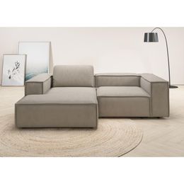 Home Affaire Ecksofa &raquo;Watertown, kompakte L-Form, 246 cm breite f&uuml;r kleinere R&auml;ume&laquo; modernes Ecksofa mit Feincordbezug, platzsparend & bequem beige 95